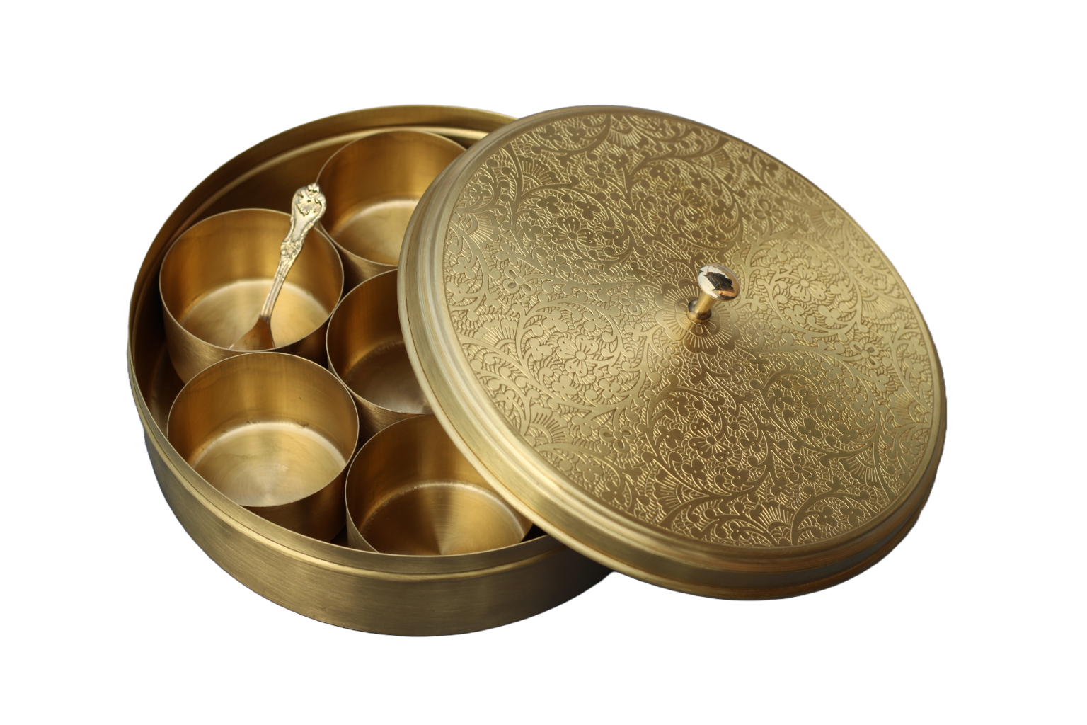 Janak Brass (Peetal) Floral Etched Masala Dani - JANAK - KTP Janak Brass (Peetal) Floral Etched Masala Dani - JANAK - KTP